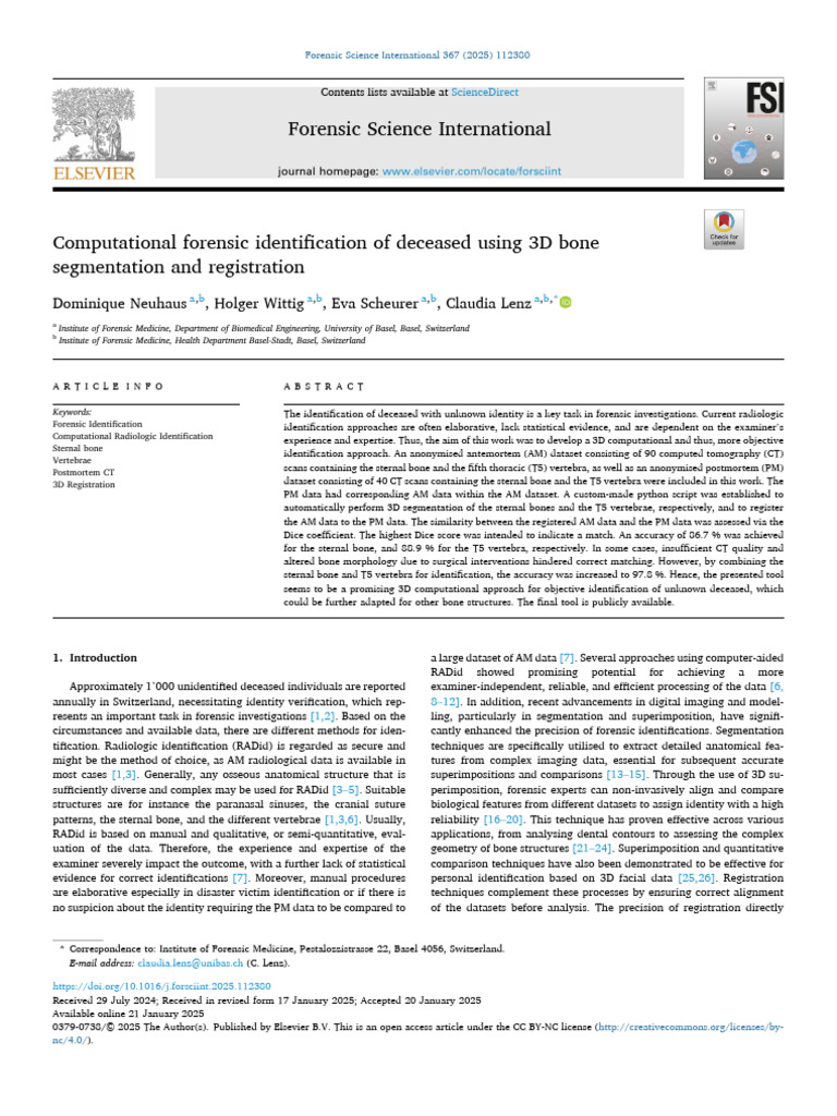 Computational Forensic Identification of Deceased Usi 2025 Forensic ...