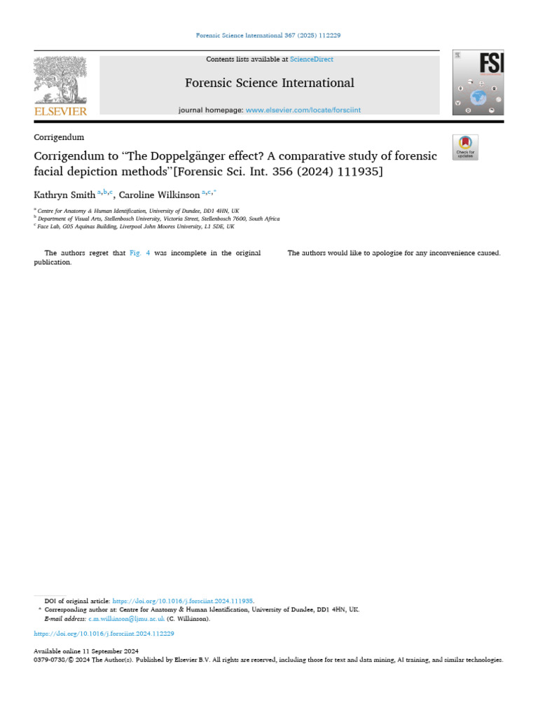 Corrigendum to the Doppelg Nger Effect a Comparative Stu 2025 Forensic ...