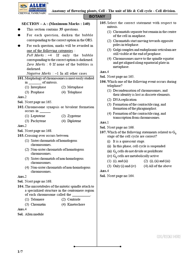 FC_Anatomy, Cell Unit of Life & Cell Cycle & Division | PDF | Meiosis ...