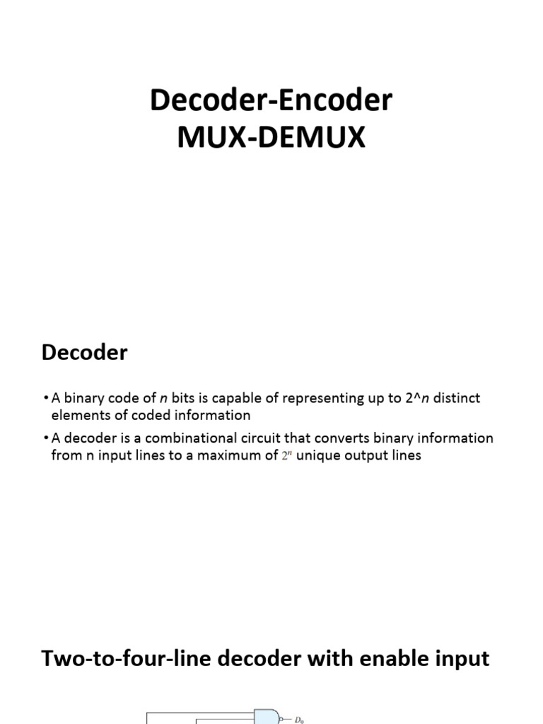 Lecture 07 Encoder Decoder Mux Demux | PDF | Digital Electronics ...