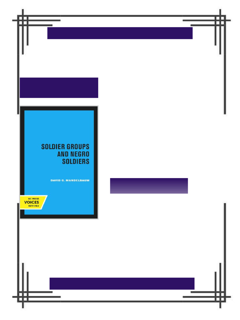 Soldier Groups and Negro Soldiers David G. Mandelbaum eBook fresh ...