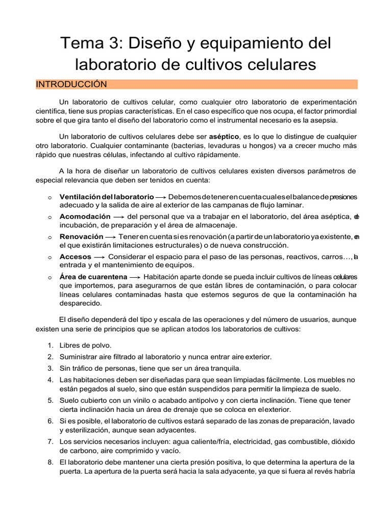 CULT Tema 3 | PDF | Laboratorios | Cultivo de células