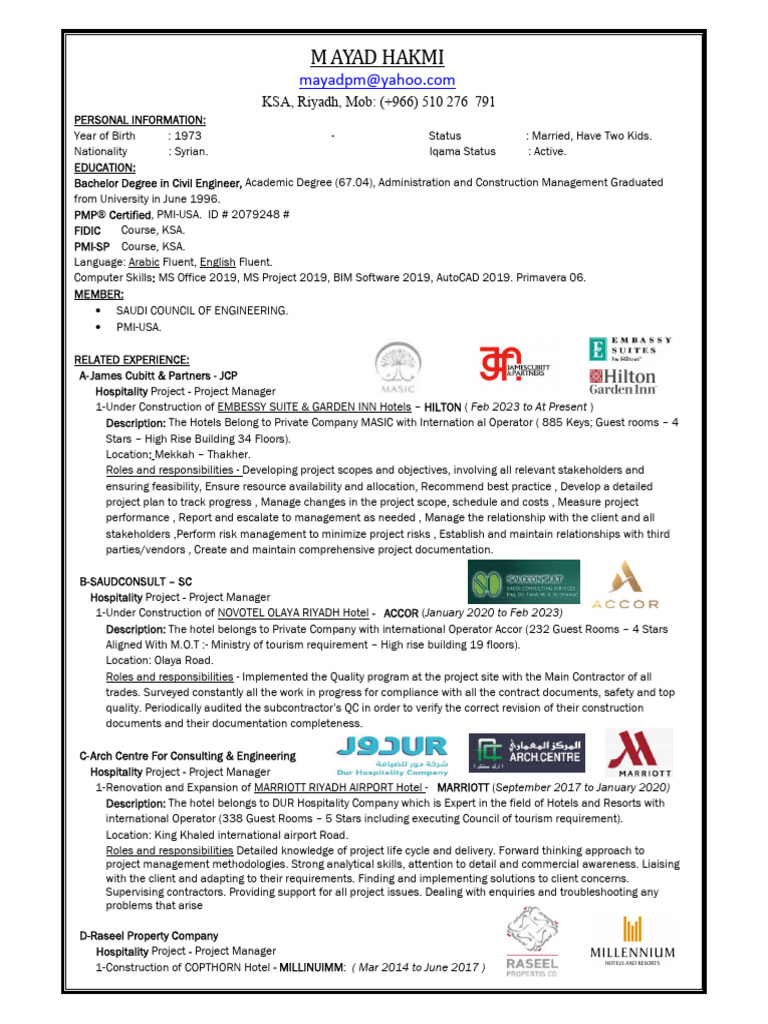 Mohamed Hakmi CV | PDF | Project Management | General Contractor