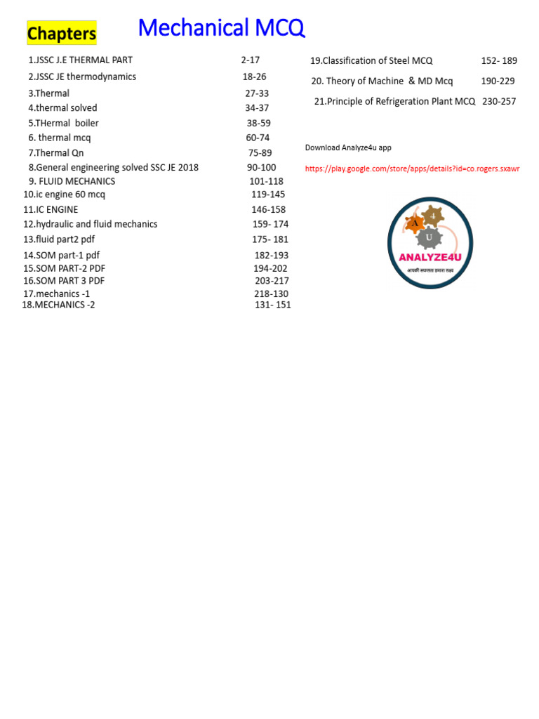 General Engineering Mechanical Mcq All Chapters 17748850 2023 06 | PDF ...