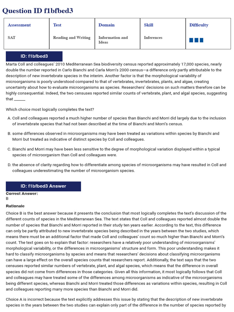 SAT Suite Question Bank - Results | PDF | Species | Sat