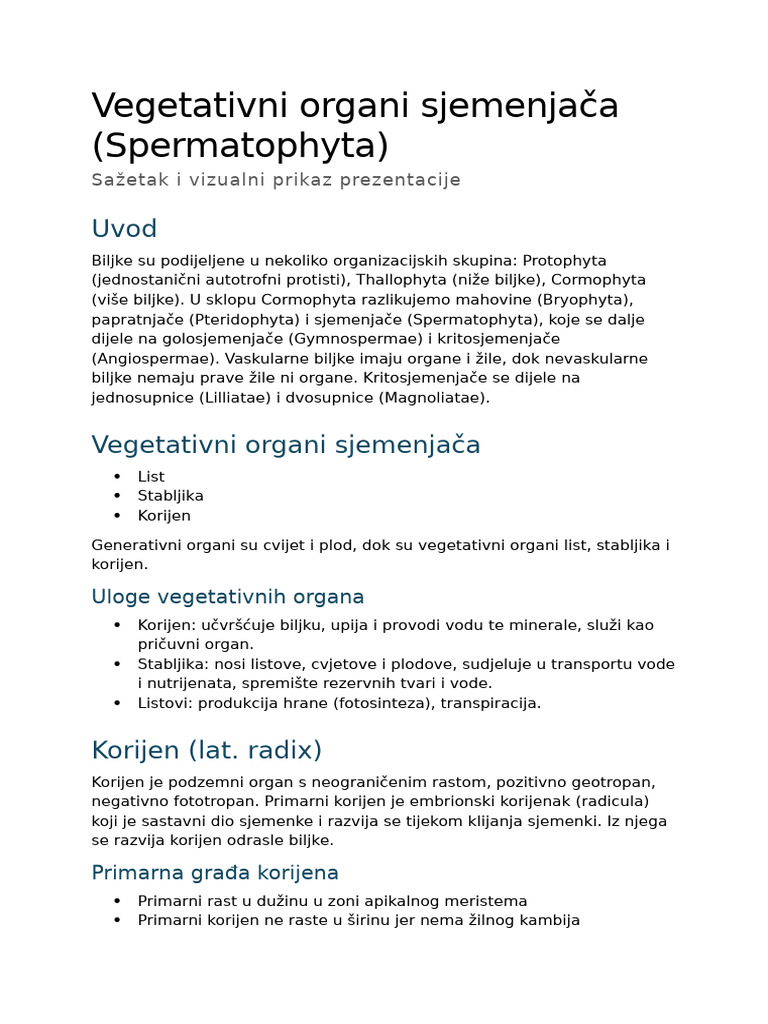 Vegetativni Organi 13 | PDF
