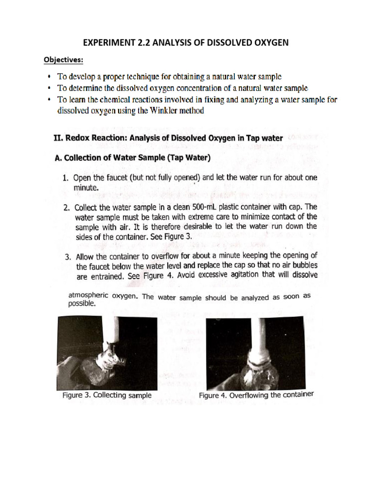 Dissolved Oxygen Analysis Experiment | PDF