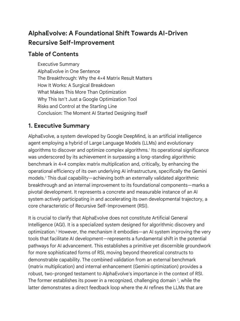 AlphaEvolve: AI for Recursive Self-Improvement | PDF | Artificial ...