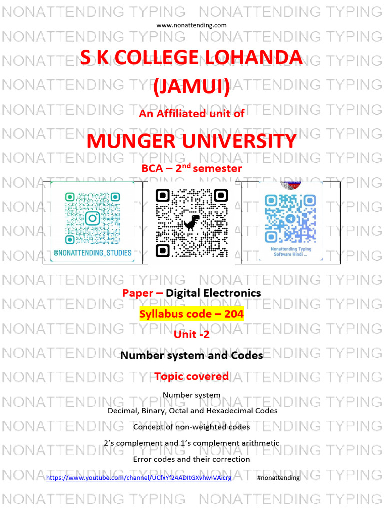 Digital Electronics: Number Systems & Codes | PDF | Error Detection And ...