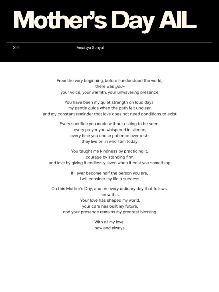 To My Mother, The First Home I Ever Knew | PDF