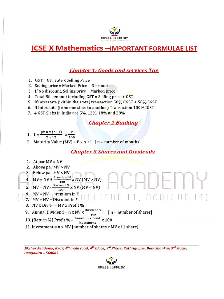 Maths Formula | PDF