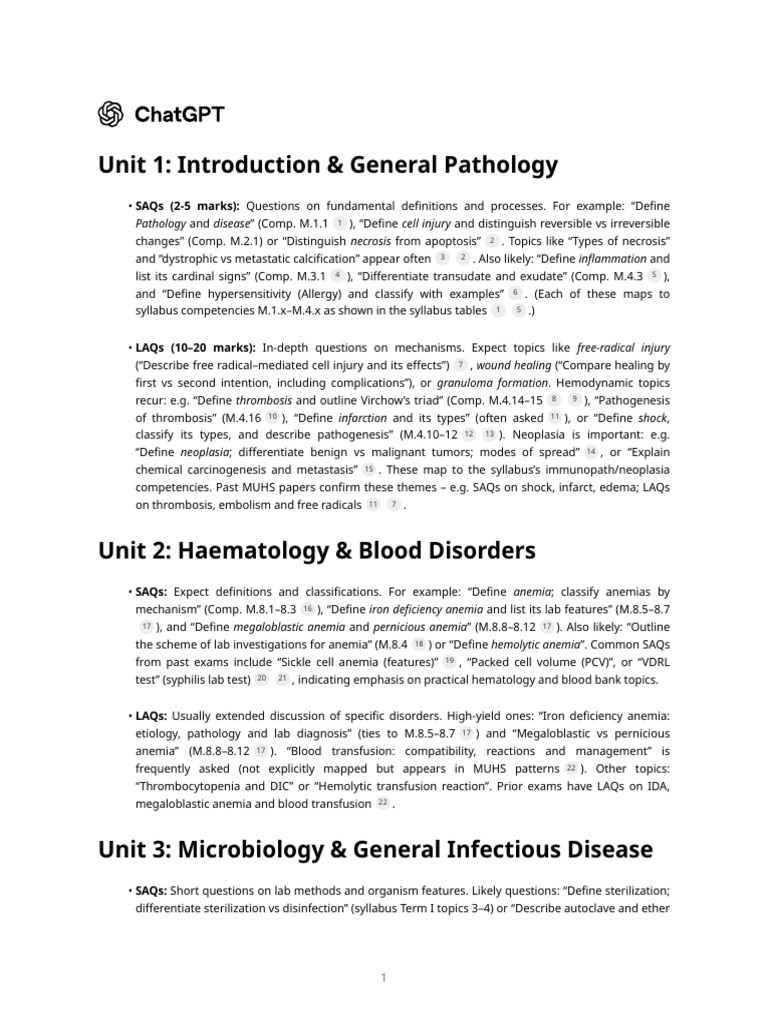 Pathology and Blood Disorders Overview | PDF | Anemia | Respiratory ...