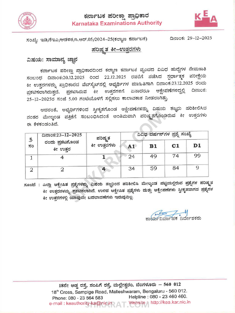 Kea FDA Paper 1 Gk Question Paper 21-12-2025 | PDF