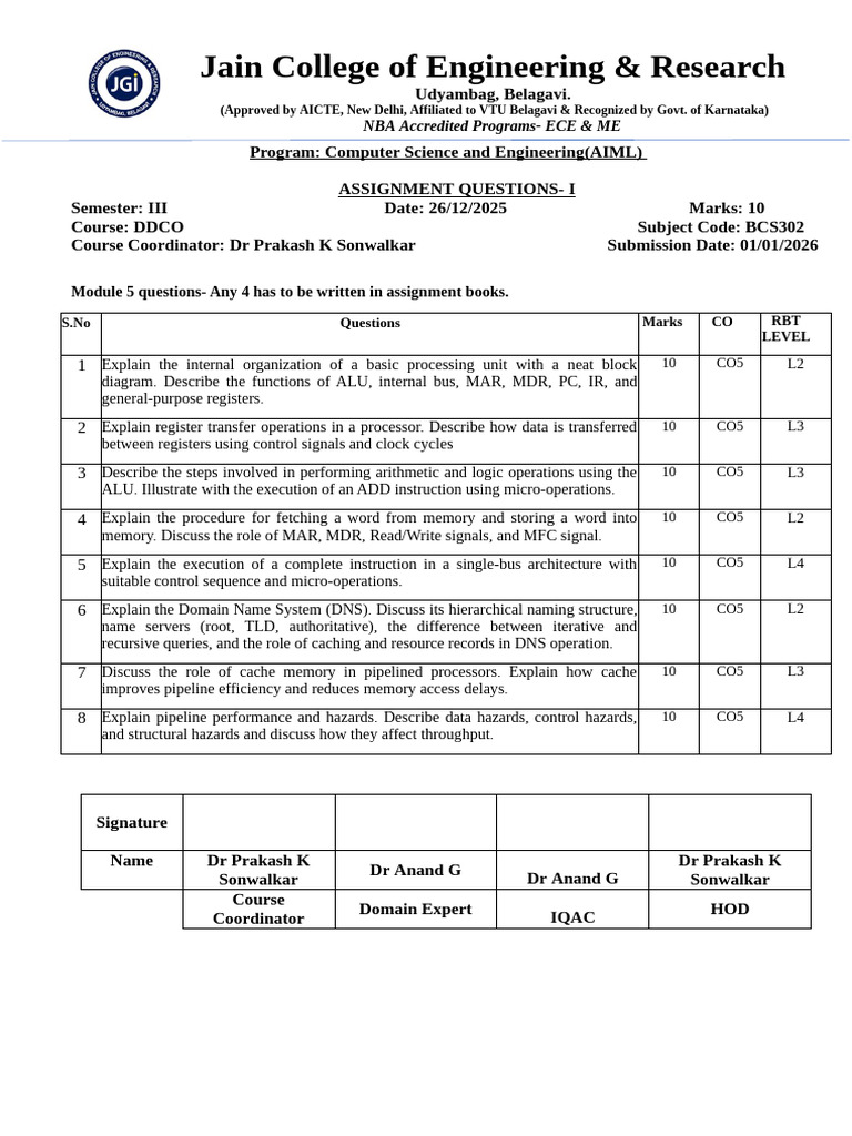 CSE Assignment Questions for Semester III | PDF | Domain Name System ...