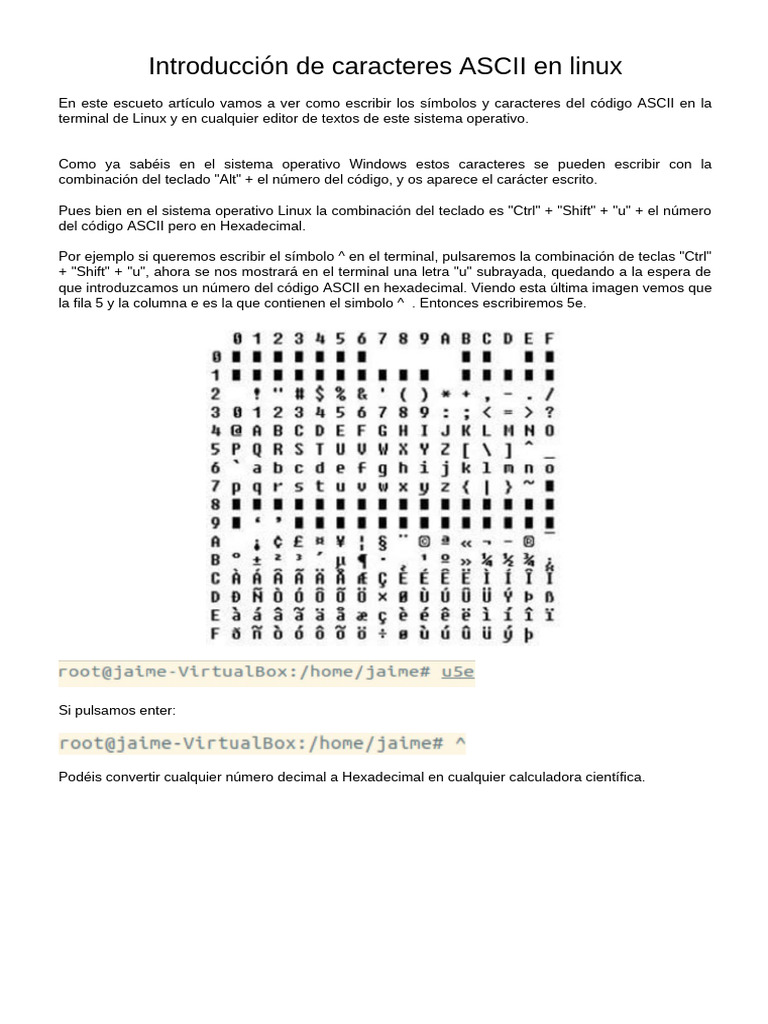 Caracteres ASCII Linux | PDF