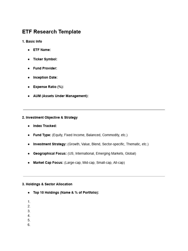 Comprehensive ETF Research Template | PDF