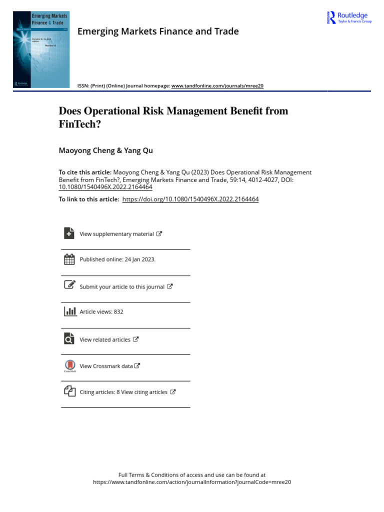 FinTech's Impact on Operational Risk Management | PDF | Operational ...