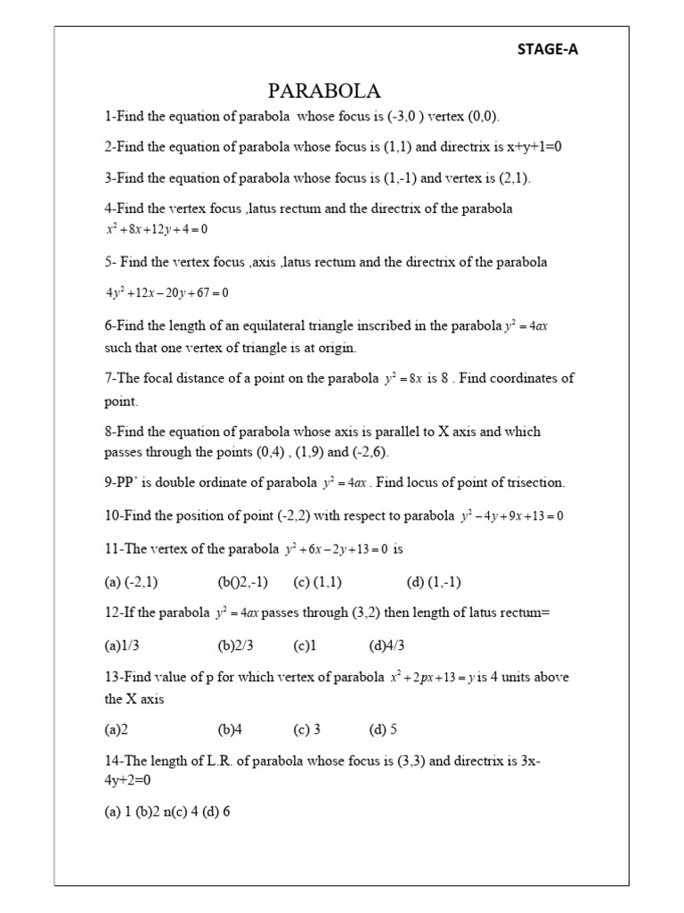 Parabola 1 | PDF | Perpendicular | Geometric Shapes