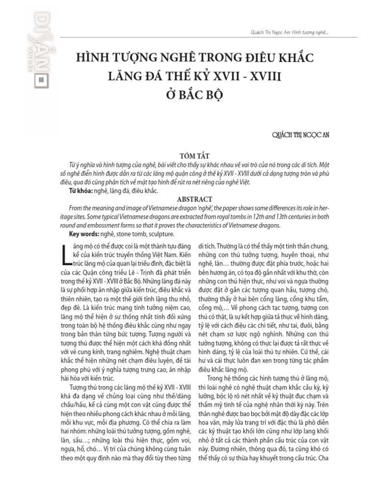 Hinh Tuong Nghe Trong Dieu Khac Lang Da The Ky 17 18 Bac Bo | PDF