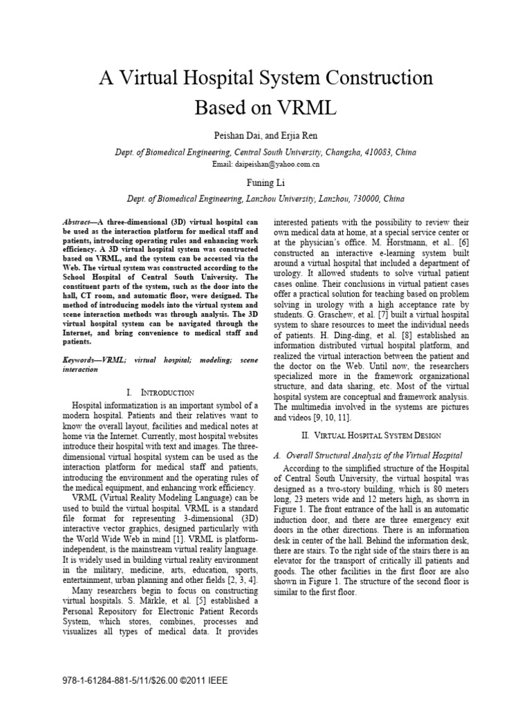 A Virtual Hospital System Construction Based on VRM | PDF