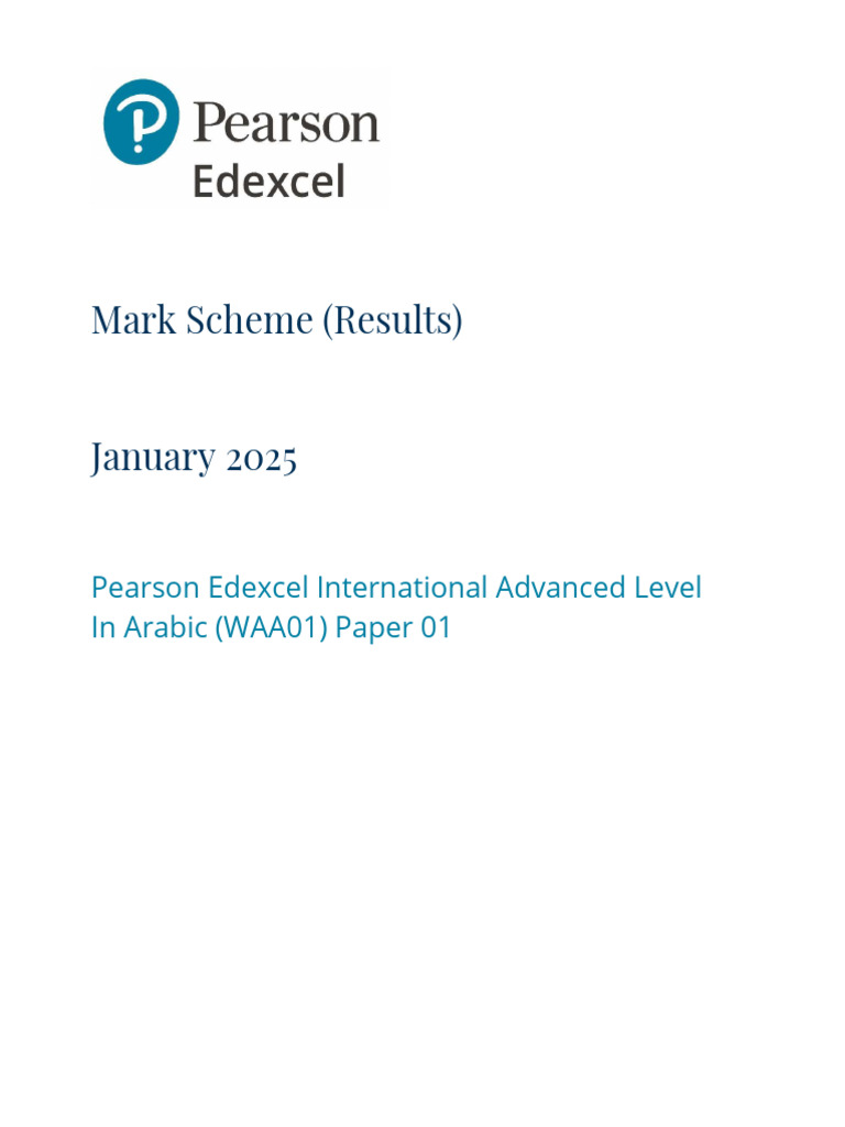 Mark Scheme (Results) January 2025: Pearson Edexcel International ...