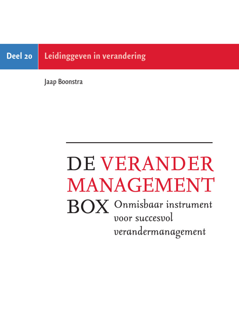 De VERANDER MANAGEMENT BOX - Deel 20 - Leidinggeven in Verandering | PDF