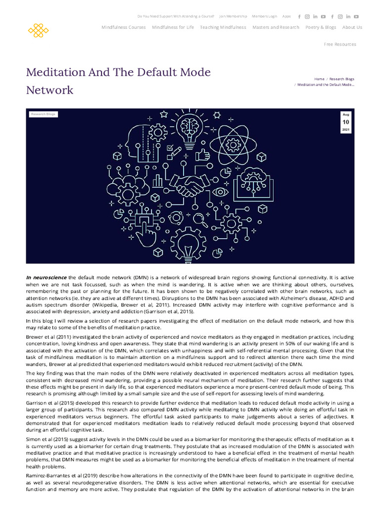 3-4 Meditation and the Default Mode Network - Mindfulness Association ...