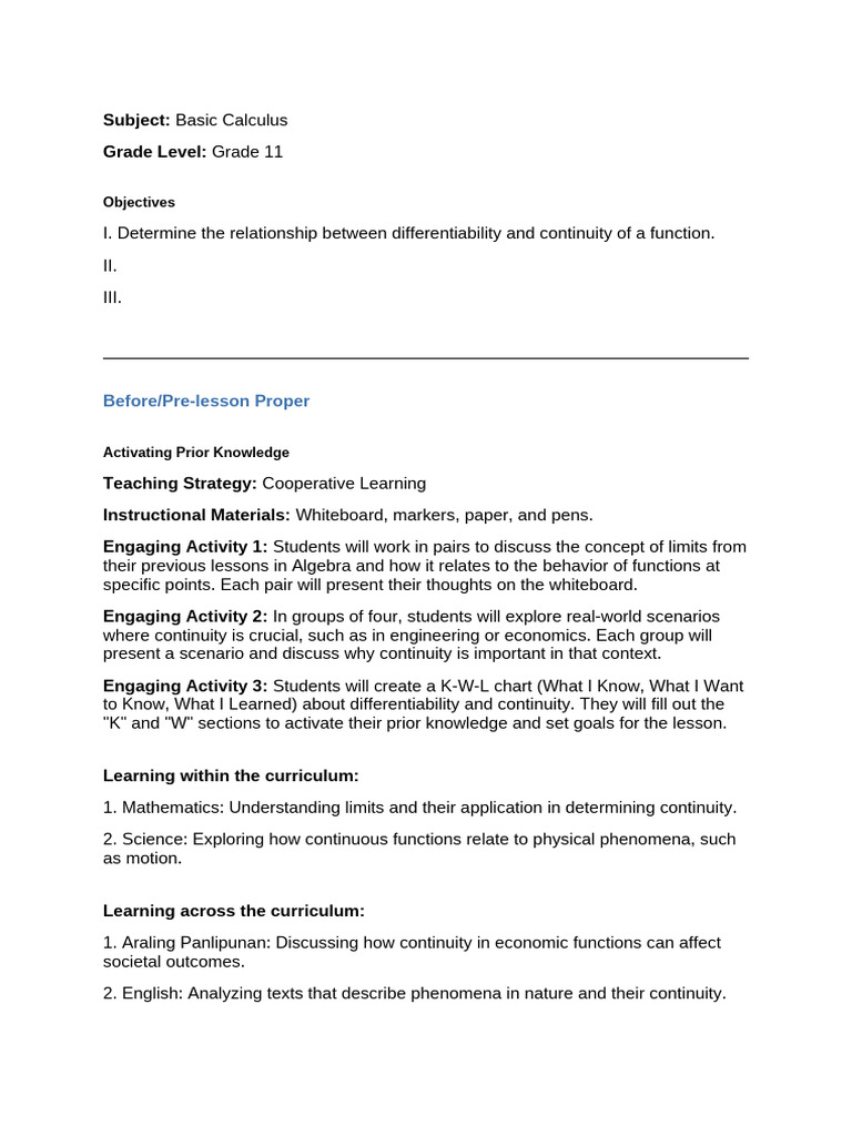 Differentiability and Continuity in Calculus | PDF | Function ...