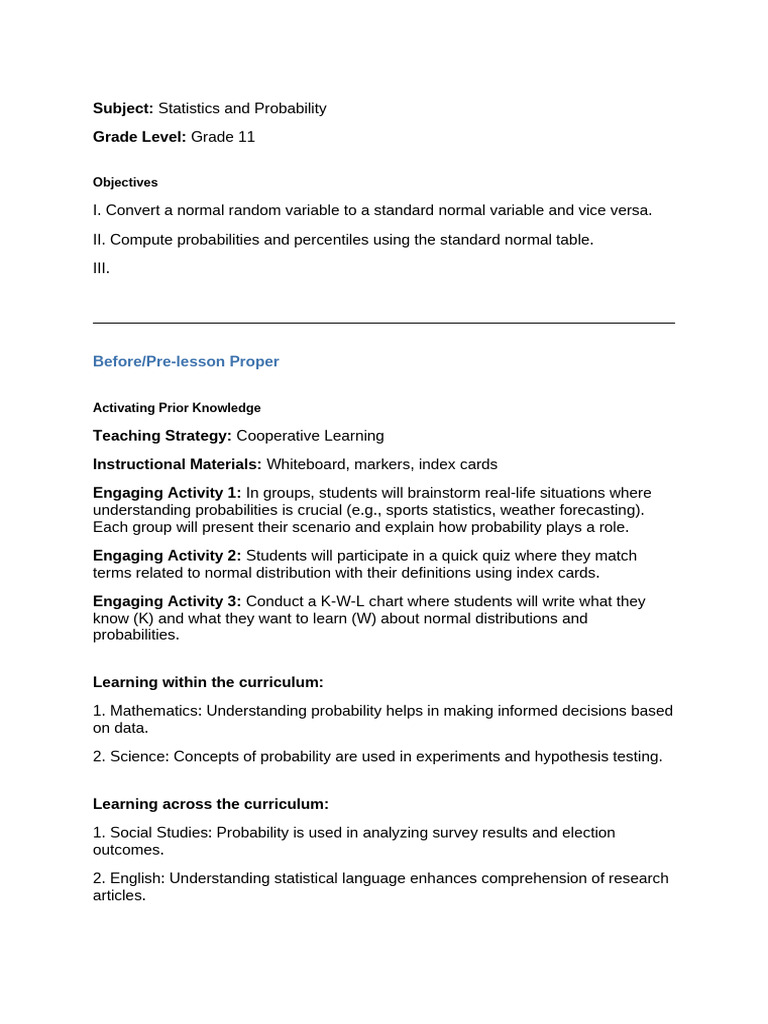 Understanding Normal Distributions in 11th Grade | PDF | Standard Score ...