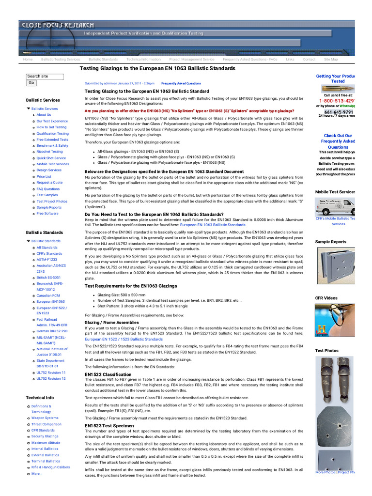 EN 1063 Ballistic Glazing Testing Guide | PDF | Ballistics | Flight