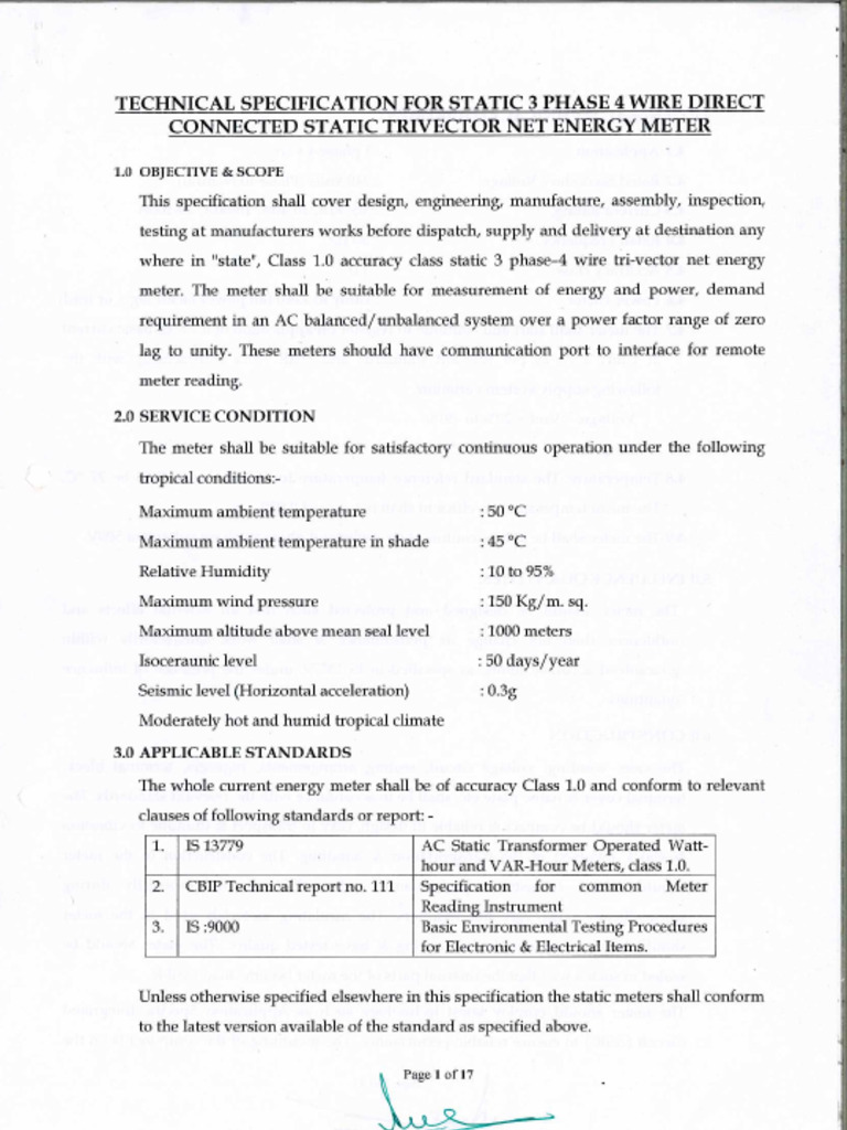 3 Phase 4 Wire Direct Connected ETV Meter | PDF