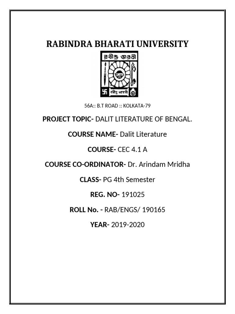 Dalit Literature in Bengal: A Study | PDF | Dalit | Poetry