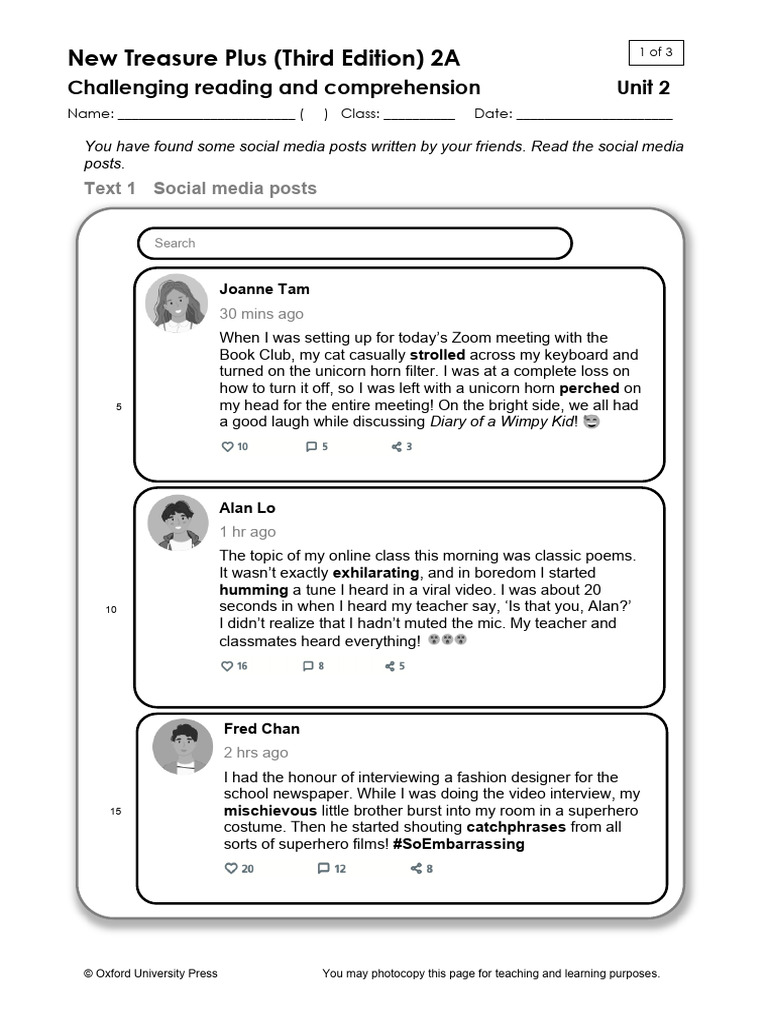 Unit 2 Reading and Vocabulary Booklet 2 | PDF | Learning