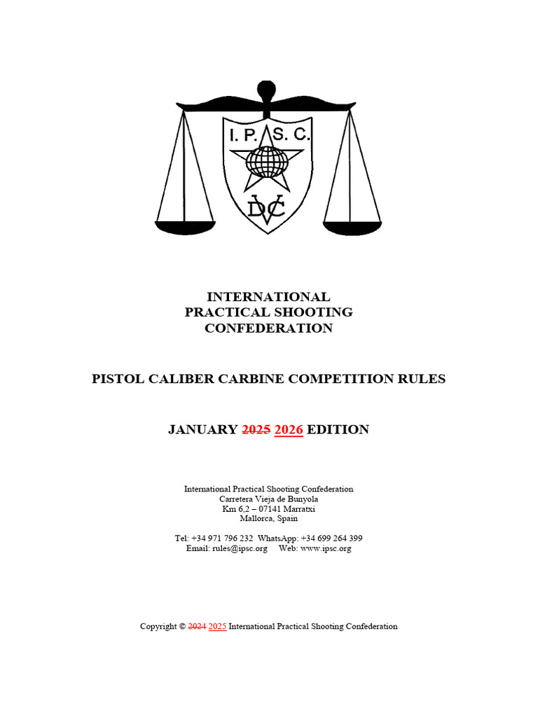 IPSC Pistol Caliber Carbine Rules 2025 | PDF | Ballistics | Marksmanship