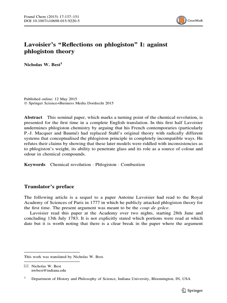 5.lavoisier Phlogiston Reflections | PDF | Chemistry | Physical Sciences