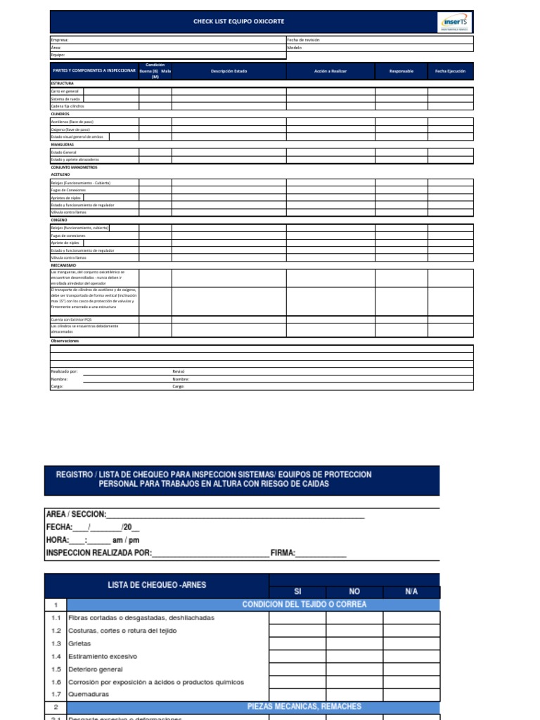 Check List de Equipos