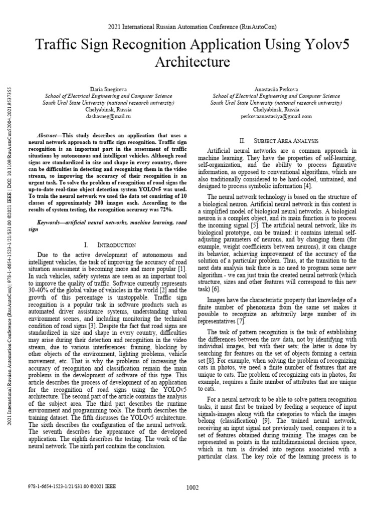 Traffic Sign Recognition Application Using Yolov5 Architecture | PDF ...