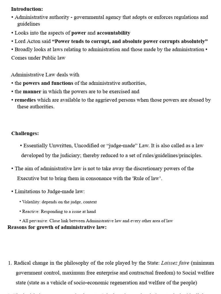 Introduction Administrative Law | PDF | Rule Of Law | Administrative Law
