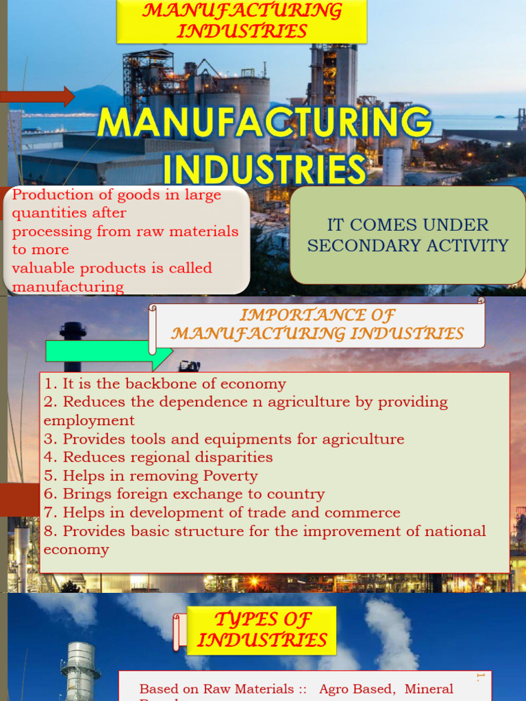 Importance and Types of Manufacturing Industries | PDF | Coal | Mining