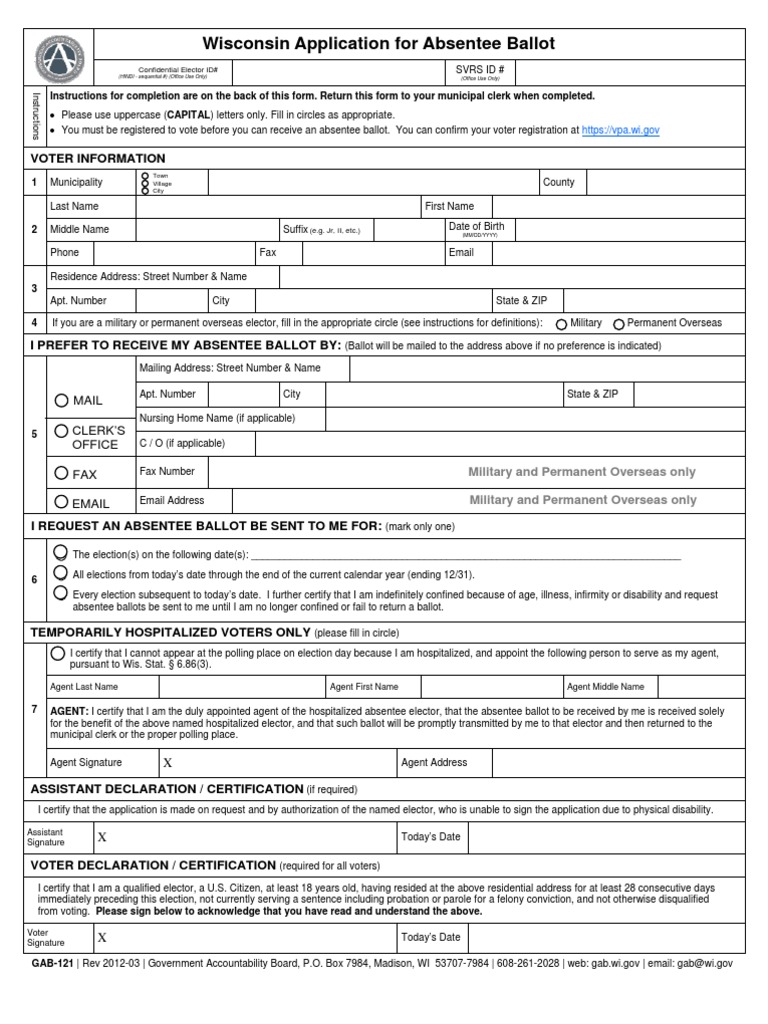 Application For Absentee Ballot 2012 | PDF | Politics | Law