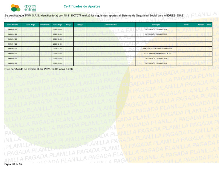 Planilla Ss TWM - Andres Diaz Robles-2 | PDF