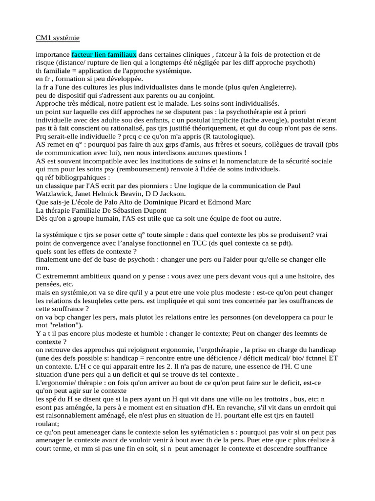 Lien familial et thérapie systémique | PDF