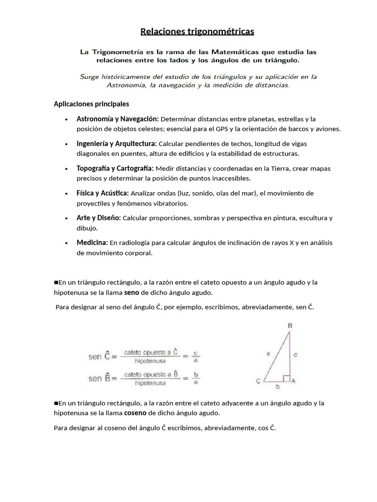 Resumen Trigonometria | PDF | Triángulo | Funciones trigonométricas