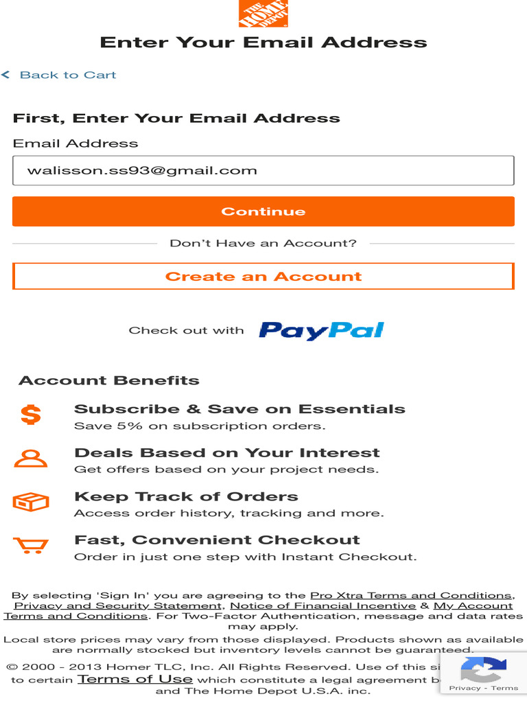 The Home Depot Sign In, Create or Secure Your Account | PDF