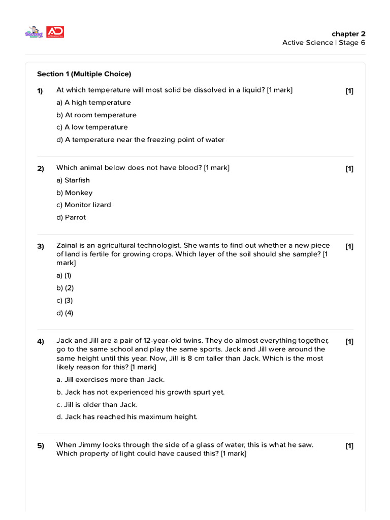 Chapter 2 Question Paper | PDF