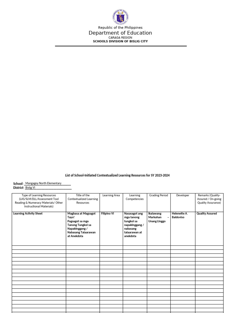 List of Contextualized LRs | PDF