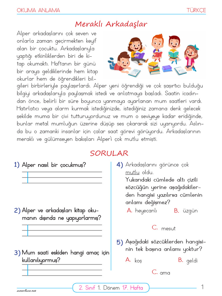 Sinif 1. Done 17. Hafta Haftalik Odevi | PDF