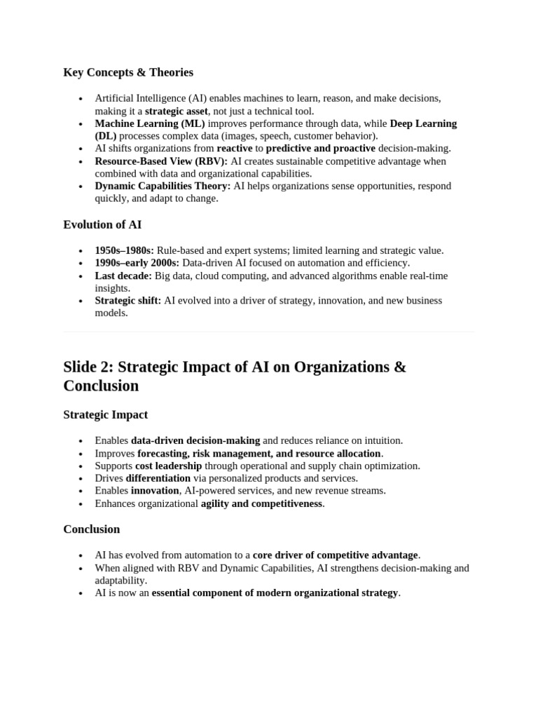 AI Key Concepts and TheoriesPPT | PDF