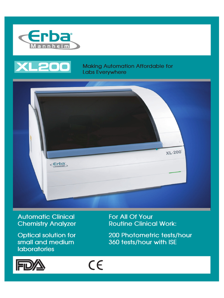 Fully Automatic Clinical Chemistry Analyzer Erba XL-200 | PDF