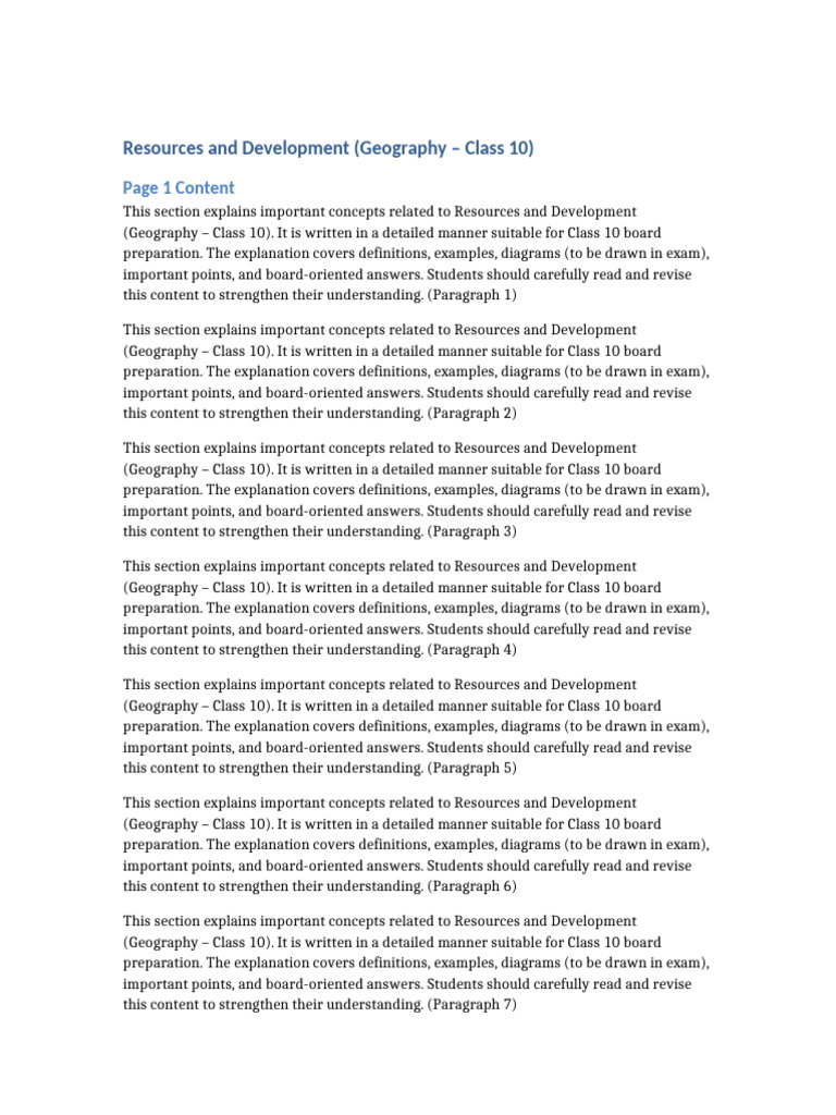 Class 10 Geography: Resources & Development | PDF | Geography